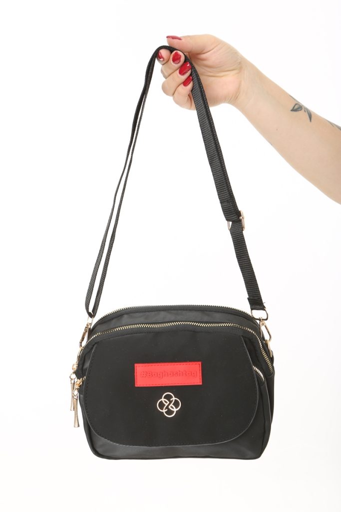 Baghashtag Derin Siyah Kapaklı Su Geçirmez 3 Gözlü Deri Çanta